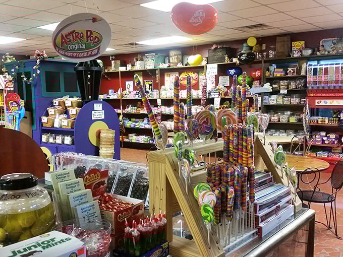Candy wonderland from another angle, where every shelf tells a story and every jar holds a memory waiting to be unwrapped.
