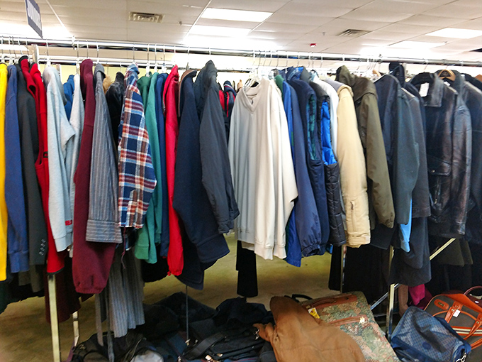 The men's clothing section offers everything from casual wear to business attire&mdash;suits that would cost hundreds elsewhere hang patiently for new owners.