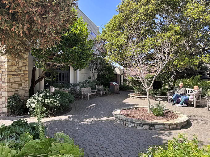 Peaceful courtyards offer quiet moments of reflection amid the town's bustling charm and energy.