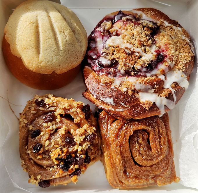 A bakery box that's basically Delaware's version of a treasure chest. That fruit Danish is calling your name in particular.