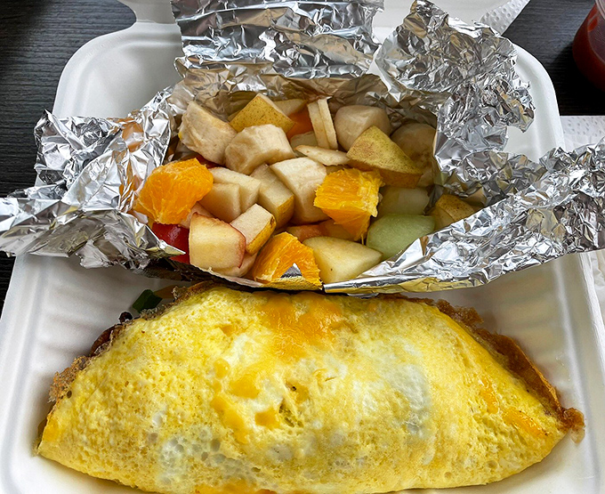 The perfect omelet doesn't exi&mdash;oh wait, here it is, golden and fluffy with a fruit medley that's actually ripe and flavorful.