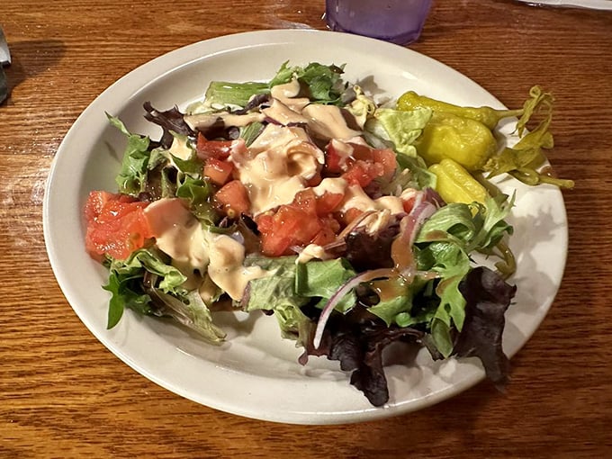 A salad that doesn't apologize for being a salad. Fresh, vibrant, and substantial enough to satisfy even while surrounded by heartier options. 