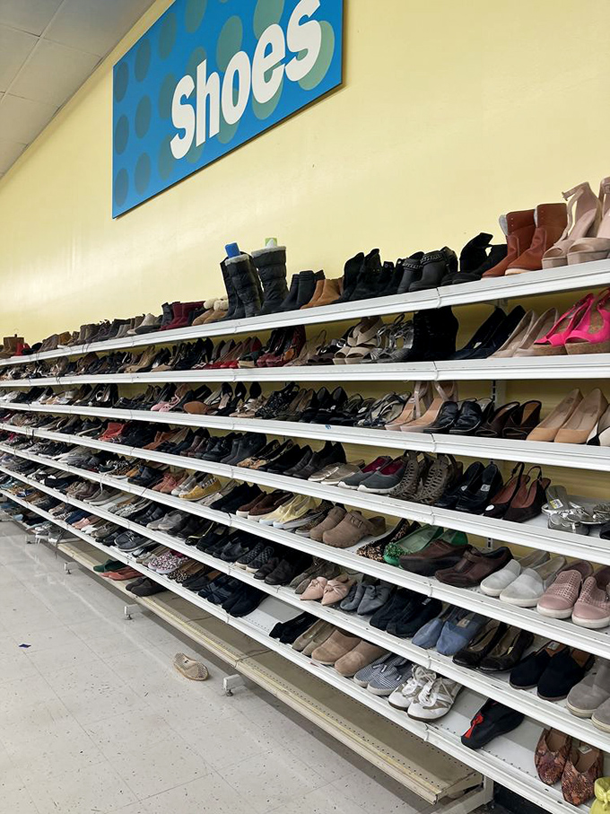 The shoe section: a place where Jimmy Choos might hide among the everyday footwear, waiting for eagle-eyed fashionistas to discover them.