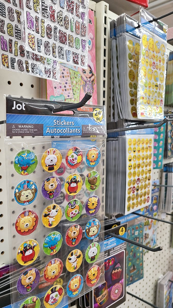 Sticker paradise for kids and scrapbookers alike&mdash;where cartoon animals and emojis await their destiny on notebooks and laptops.