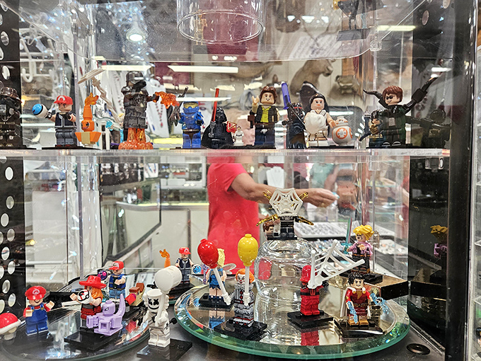 Miniature worlds behind glass&mdash;where collectible figures wait for their forever display shelves. Childhood nostalgia, now at collectible prices!