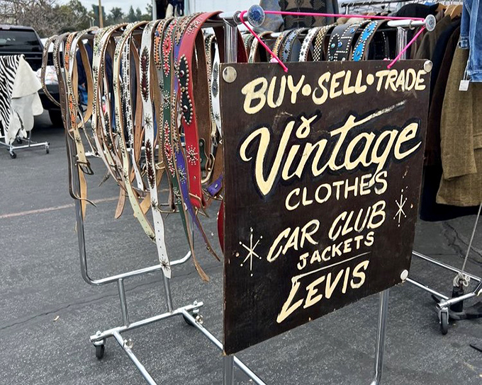 "Buy, Sell, Trade" isn't just a sign&mdash;it's a lifestyle philosophy at the Rose Bowl. Those vintage belts have held up more than pants over the decades.
