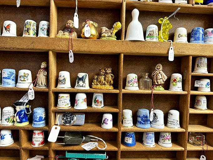 A thimble collector's dream display! Each tiny treasure represents a different place or time&mdash;like passport stamps for the sewing enthusiast. 