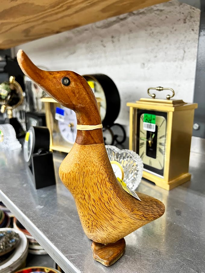 This wooden duck figurine is what happens when folk art meets mid-century charm. It's the kind of find that makes your friends ask, "Where did you get that?" with genuine envy.