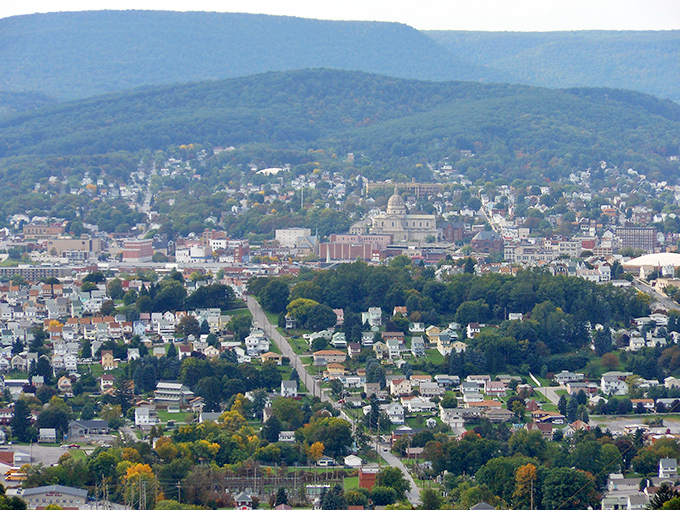 Altoona spreads across the valley with its iconic dome of the Cathedral of the Blessed Sacrament rising above the affordable neighborhoods nestled in Pennsylvania's scenic hills.