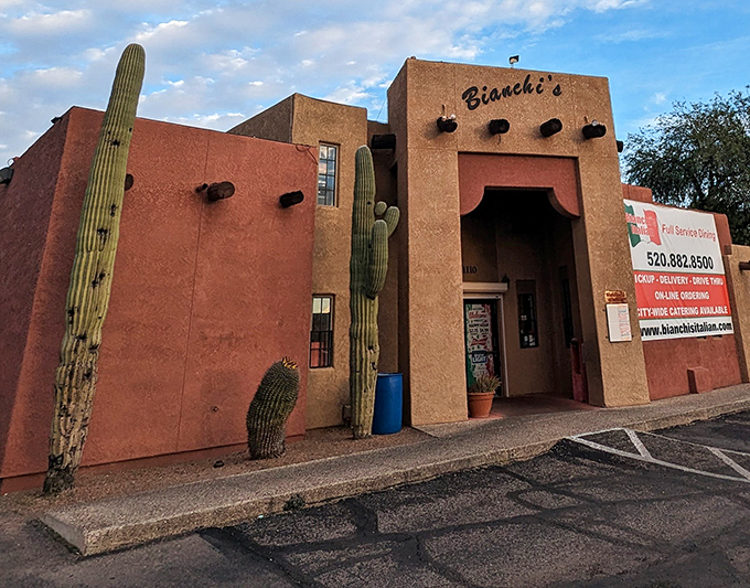 Bianchi's embraces its desert surroundings with adobe charm and saguaro sentinels. Pizza with southwestern character that's pure Tucson.