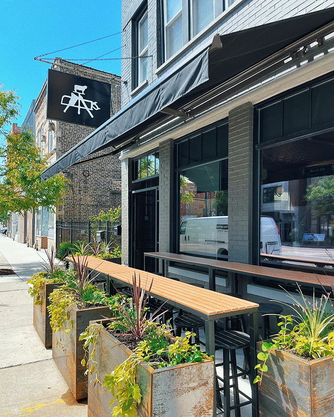 Sleek Chicago sophistication where the modern exterior hints at the culinary artistry happening behind those doors.