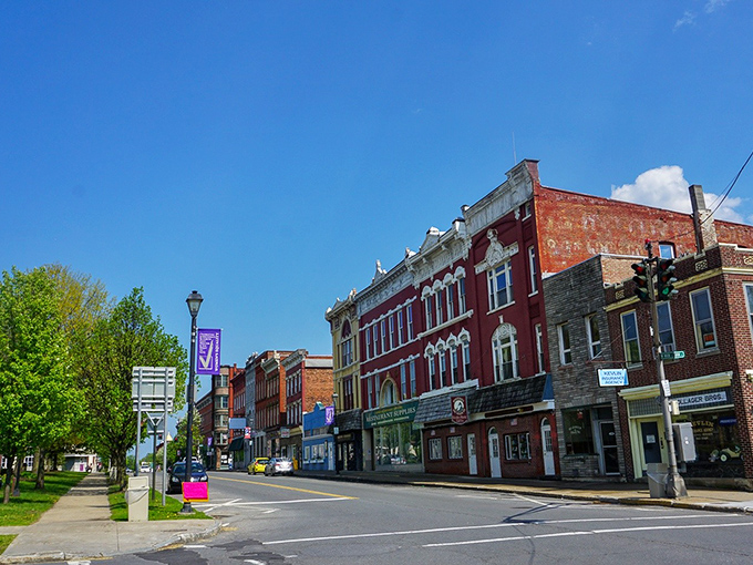 Fulton's historic commercial buildings stand shoulder to shoulder, creating a downtown corridor that feels both intimate and inviting.