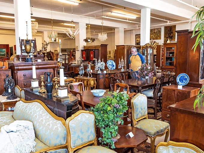 That red accent strip adds character to a store where every purchase helps neighbors in need.