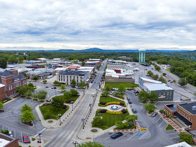 An aerial view of McMinnville, where community gatherings don't require emptying your wallet. Social Security stretches nicely here.
