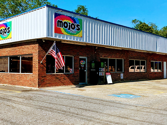 Mellow Mushroom's distinctive architecture hints at the creative pizza adventures waiting inside this Fayetteville favorite. 