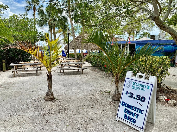 Beach bar simplicity at its finest. Those picnic tables have supported countless sunburned elbows and frosty mugs of happiness.