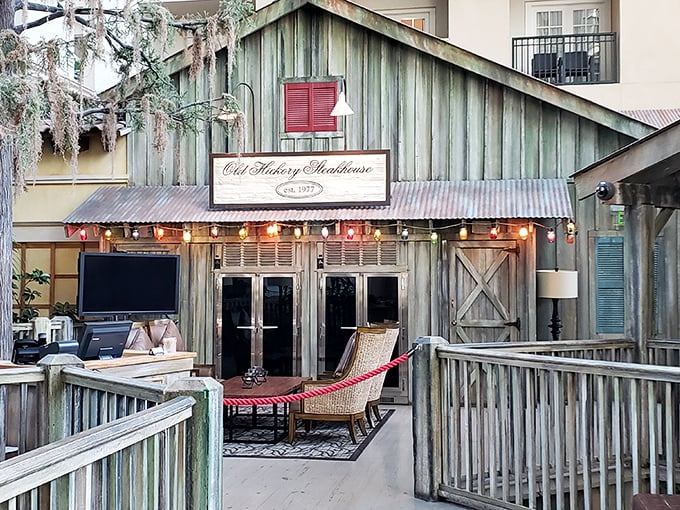 Old Hickory's rustic barn aesthetic transports you to simpler times - where steaks are serious business in Kissimmee.