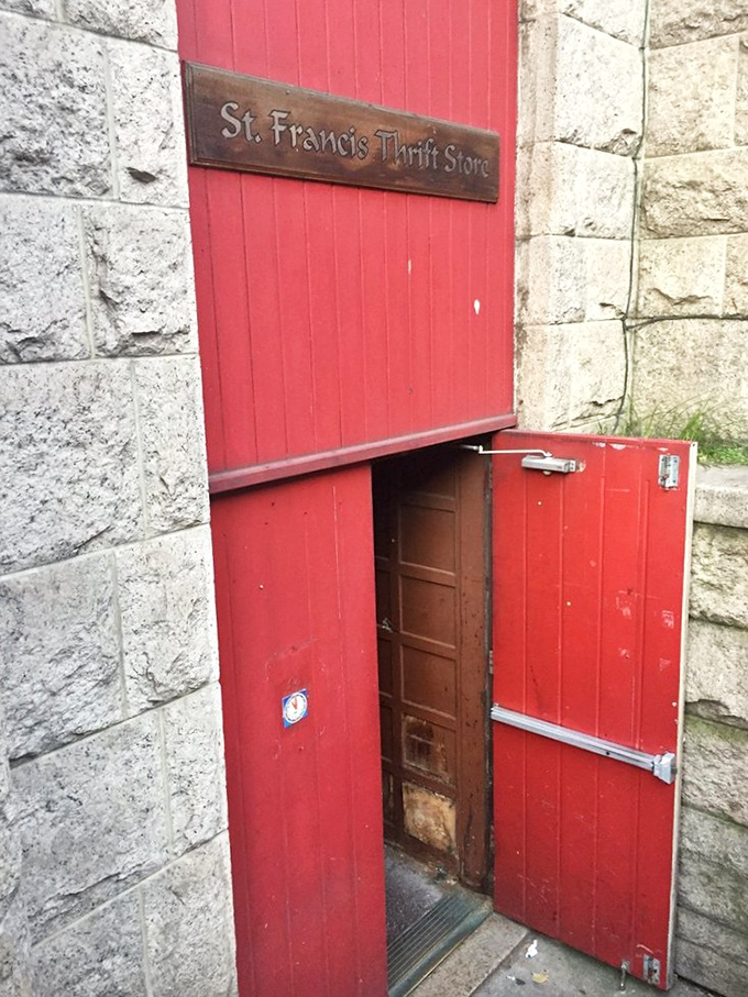 St. Francis' crimson door stands like a secret entrance to Narnia &ndash; if Narnia were filled with affordable vintage finds.