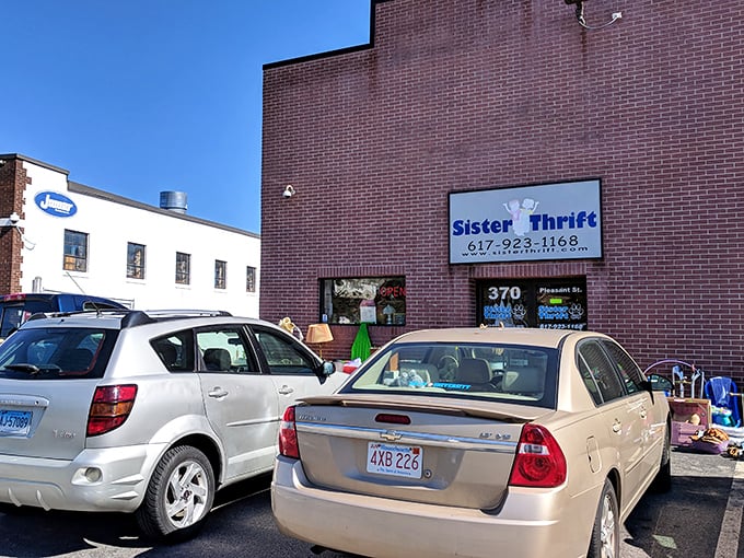 Sister Thrift's unassuming brick exterior gives no hint of the wonderland of pre-loved treasures inside.