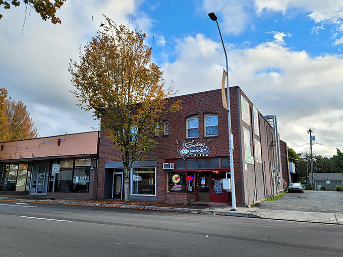 Smoking Monkey Pizza's brick building stands like a sentinel of good taste in downtown Renton&mdash;guarding the sacred flame of proper pizza.