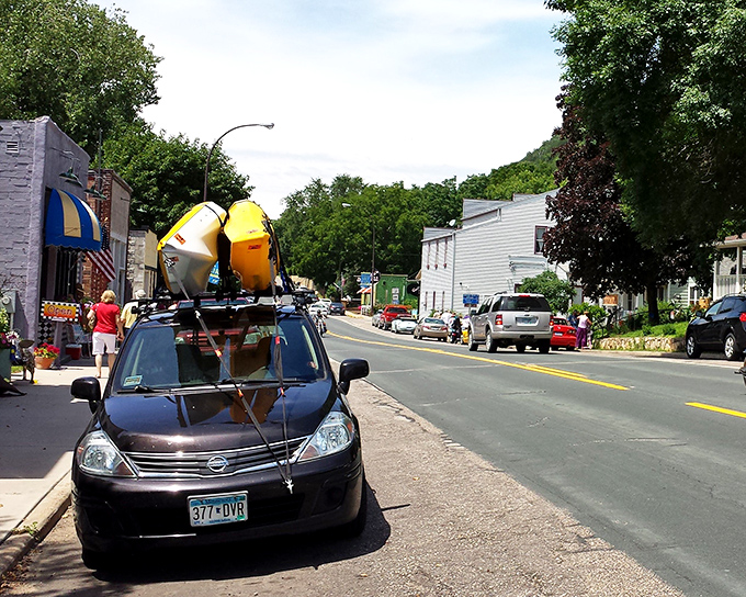 Stockholm's riverside location makes it a perfect stop along the Great River Road. Those kayaks are ready for Mississippi adventures!