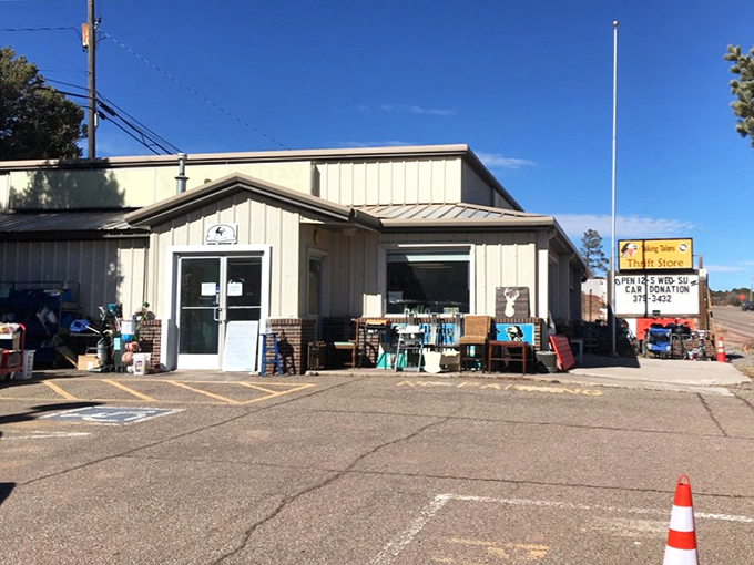 Talking Talons' unassuming exterior hides mountain treasures. Those outdoor displays hint at the rustic finds waiting inside.