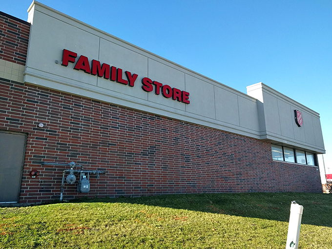 The Salvation Army Family Store's no-nonsense exterior hides a wonderland of pre-loved treasures. Don't judge a thrift store by its facade!