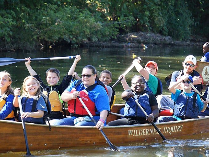 Grab your paddle and join the fun as you navigate the calm waters with friends for an unforgettable outdoor adventure.