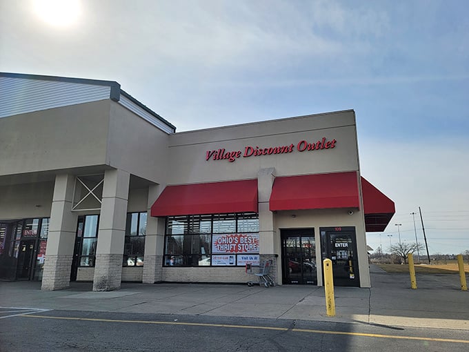 Another Village Discount location beckons with its signature red lettering&mdash;a siren song for the thrift-obsessed.