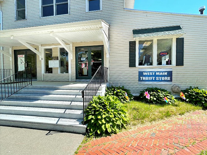 West Main Thrift's charming exterior welcomes visitors with small-town charm and big-time bargains.