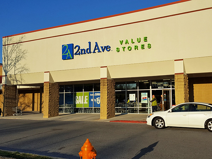 The 2nd Ave Value Stores sign shines like a beacon for bargain hunters. Behind those doors, adventures and amazing deals await.