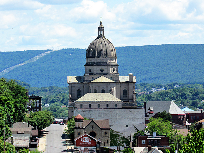 The magnificent Cathedral of the Blessed Sacrament stands as Altoona's crown jewel, surrounded by neighborhoods where retirees can live comfortably on Social Security.