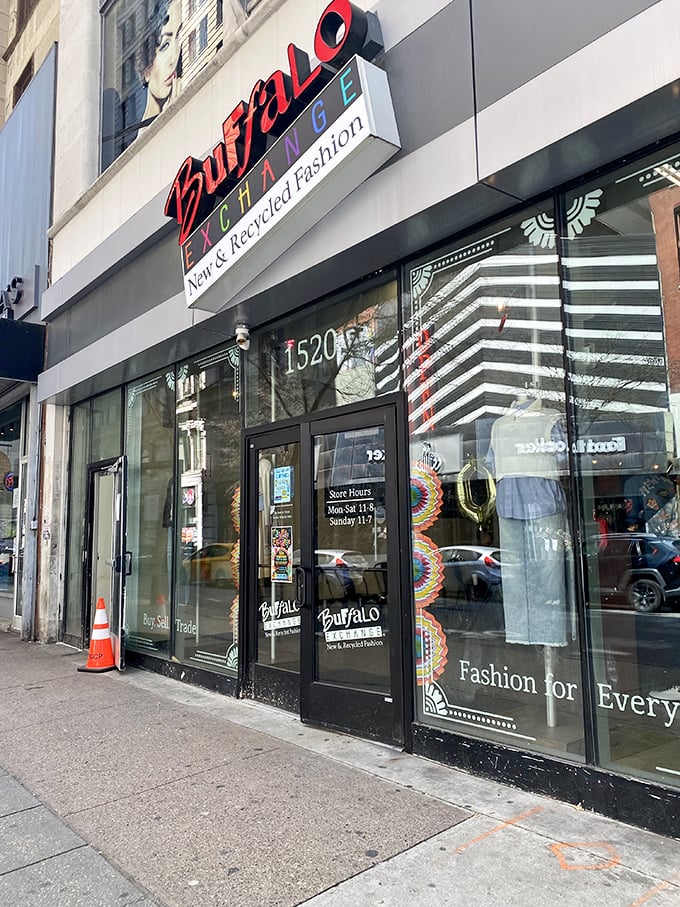 The display window alone tells you this isn't your grandmother's thrift store (though she'd probably love it too).