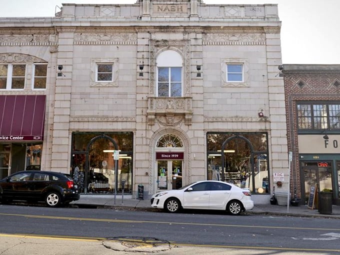 This isn't just a building&mdash;it's a temple to vintage treasures. The ornate stonework outside matches the carefully curated finds within!