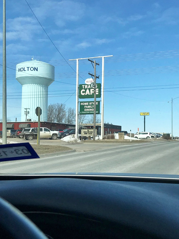 The Trail's Caf&eacute; sign promises homestyle cooking in Holton, where comfort food and comfortable living go hand in hand.