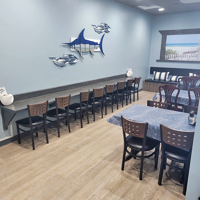 Cool blues and clean lines make Johnny's a seafood sanctuary. Where Greensburg locals escape for a taste of the coast.
