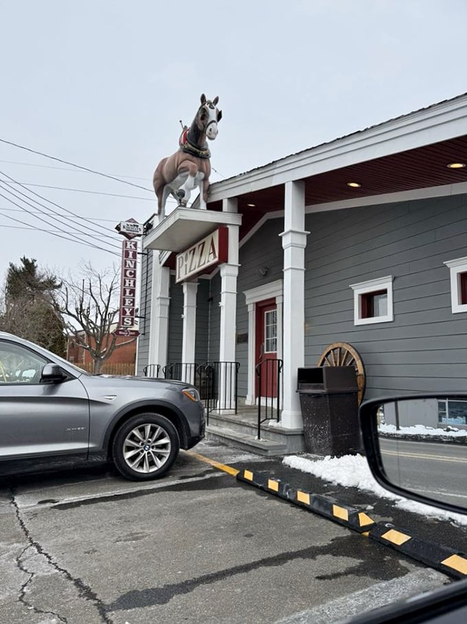Kinchley's horse statue has watched over decades of pizza perfection &ndash; a quirky landmark guarding some of Jersey's finest thin crust.