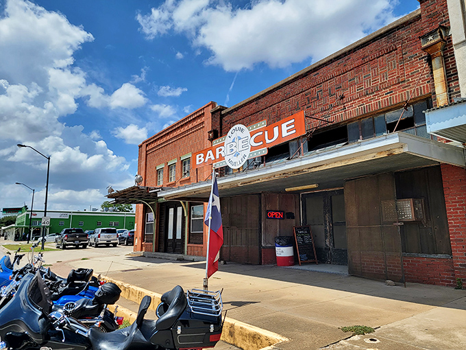 The Texas flag waves proudly outside this Taylor institution, where the walls inside are darkened by decades of delicious smoke.