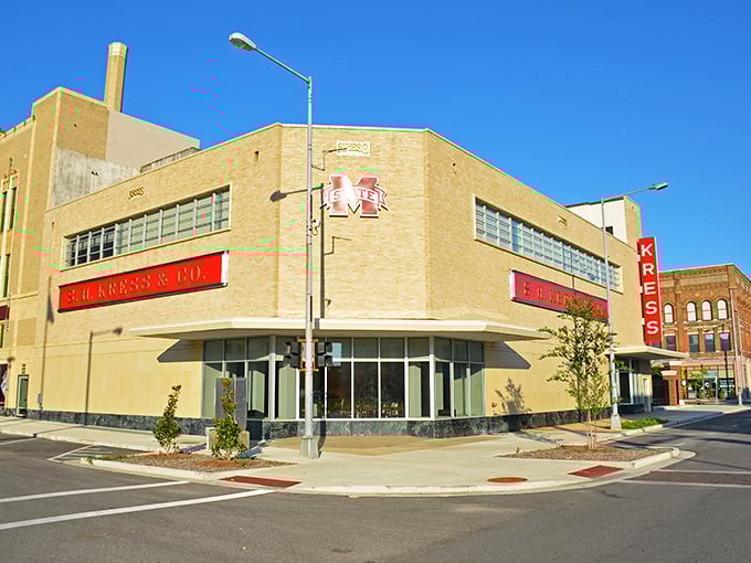 The restored Kress building stands as a testament to Meridian's blend of preservation and progress, all at prices that won't break the bank.