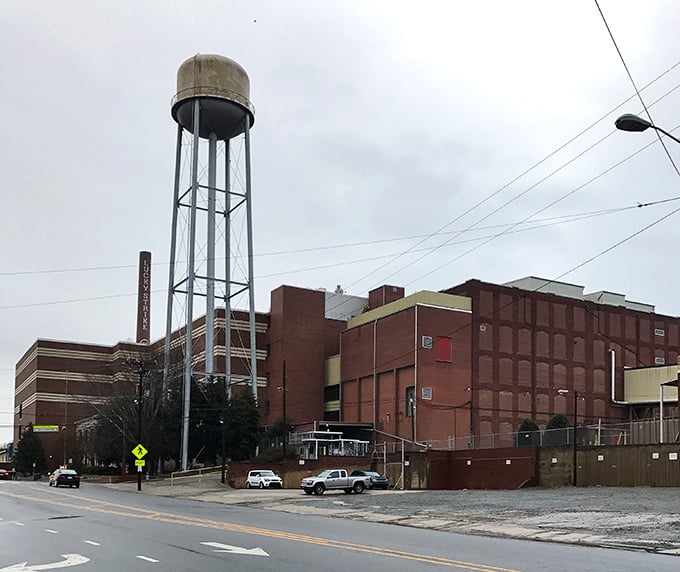 You can explore the industrial history of Reidsville by visiting the iconic Lucky Strike water tower and historic brick factory buildings.