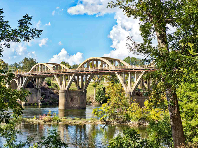 The historic Edmund Pettus Bridge stands as Wetumpka's iconic landmark, connecting residents to both history and affordable living.