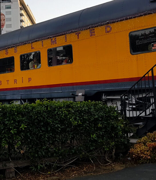 california train themed burger ftr