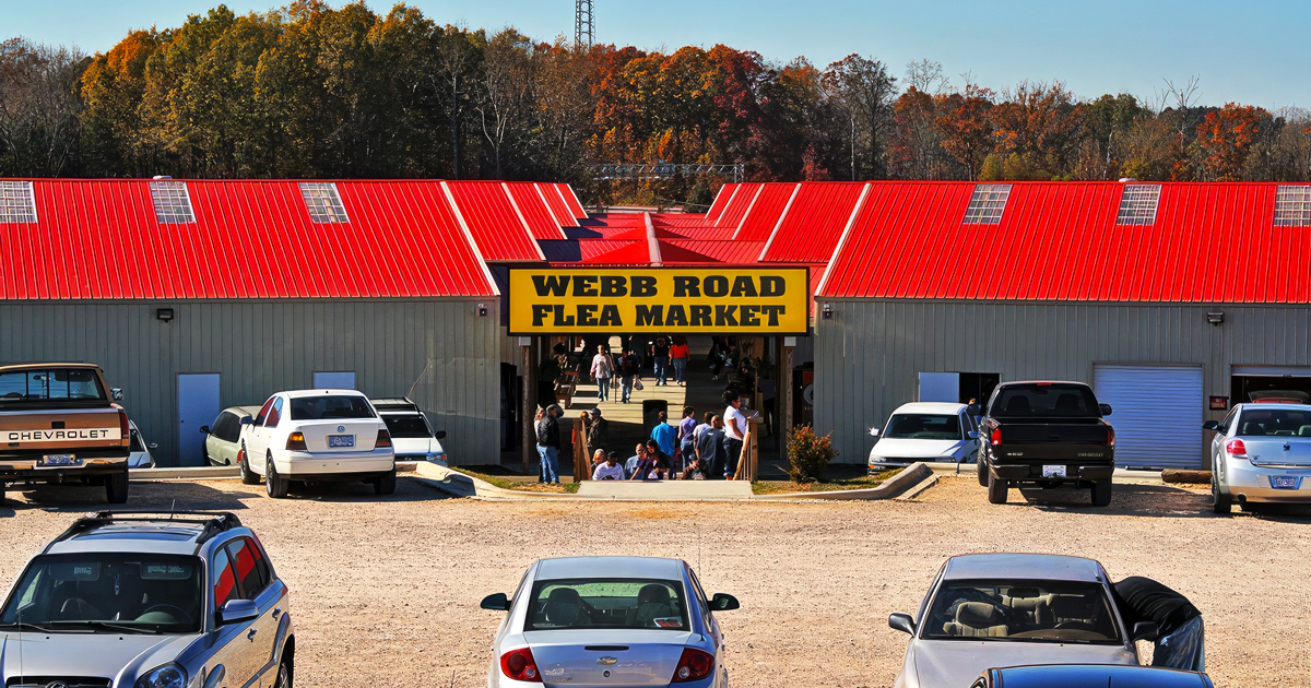 From above, the market's impressive scale becomes clear&mdash;a red-roofed kingdom of commerce surrounded by North Carolina countryside, drawing visitors from miles around.