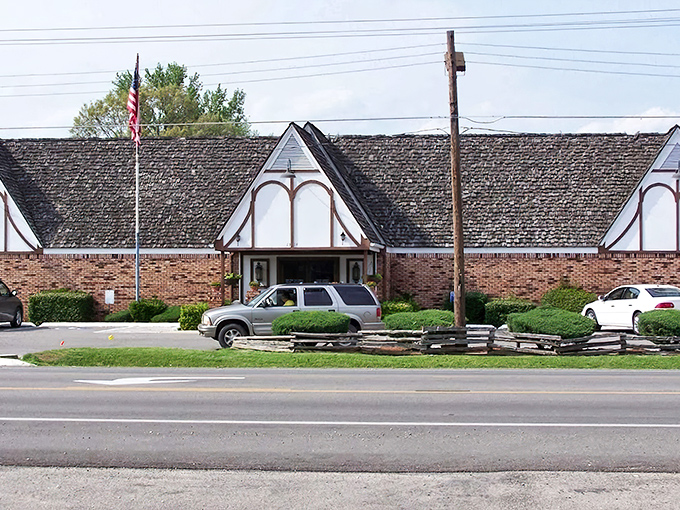 This unassuming exterior hides Missouri's best-kept barbecue secret, where parking spots are earned, not given.