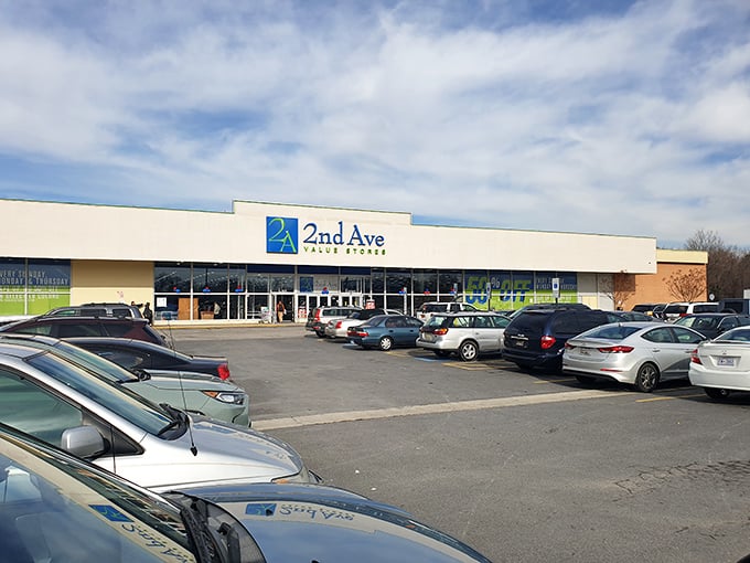 The blue and green signage beckons like a beacon for bargain hunters seeking retail redemption.