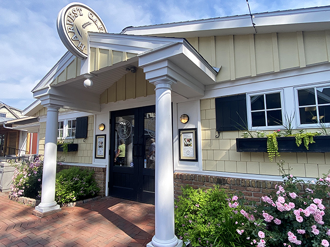 The Harvest Cafe welcomes you with classic columns, cheerful flower boxes, and a promise of comfort food that'll make your grandmother jealous.