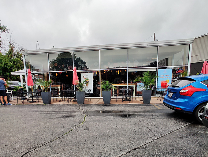 The unassuming exterior hides culinary treasures within. Those red umbrellas and potted plants aren't just decoration&mdash;they're your first clue you've found somewhere special.