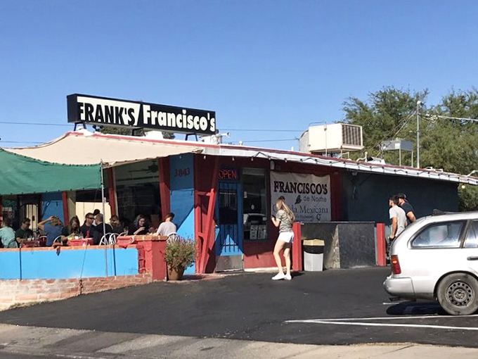 Frank's iconic blue and red exterior isn't trying to impress anyone, which is exactly why it does. Tucson's breakfast pilgrimage spot stands proudly on Pima Street.