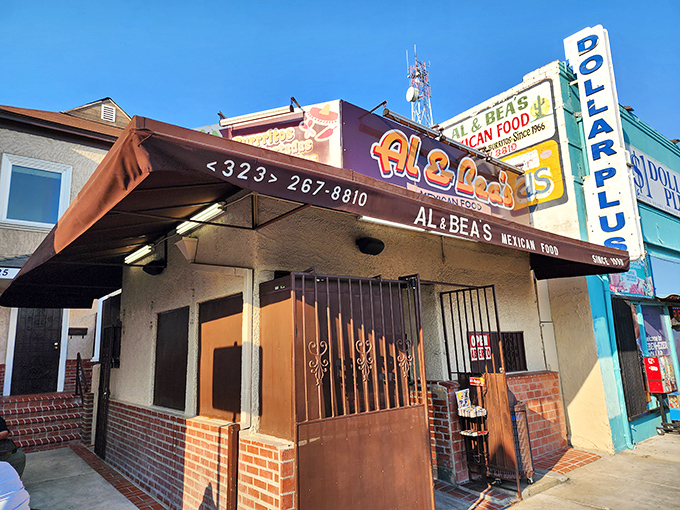 The unassuming storefront of Al & Bea's stands like a culinary lighthouse in Boyle Heights, its vintage sign promising Mexican treasures within.
