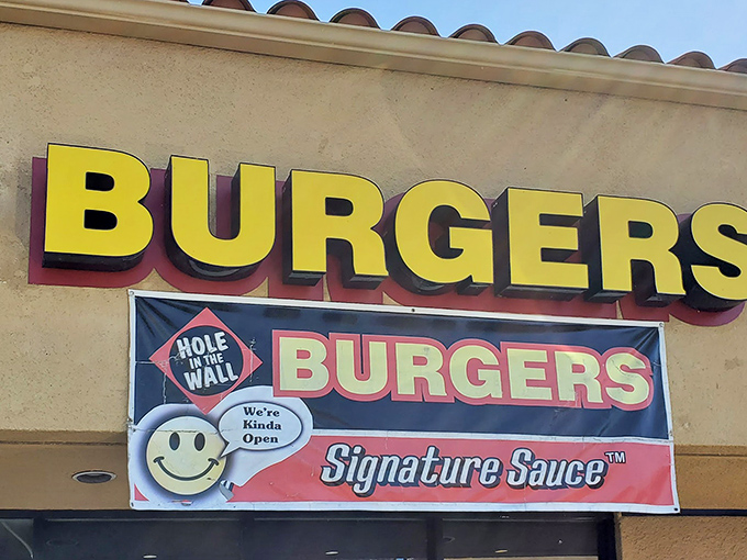 The unassuming storefront says it all - no fancy frills, just the promise of burger perfection waiting inside. Sometimes the best treasures come in modest packages.